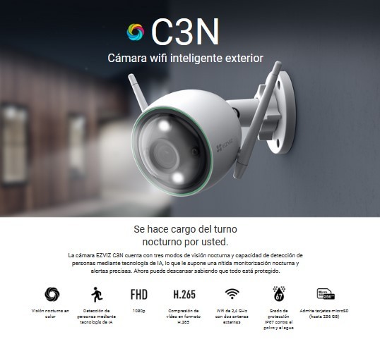 Camara IP EZVIZ CS-C3N BULLET 2MP 2.8mm IP67 ColorVu IA | icuadrado Camara IP EZVIZ CS-C3N BULLET 2MP 2.8mm IP67 ColorVu IA | icuadrado